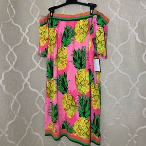 Trina Turk | Dresses | Trina Turk Kelso Pineapple Dress Off Shoulder ...